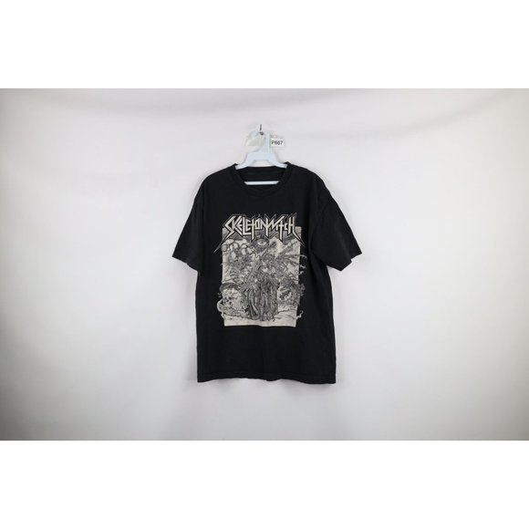 Vintage | Shirts | Vintage Mens Medium Faded Skeletonwitch Metal Band ...